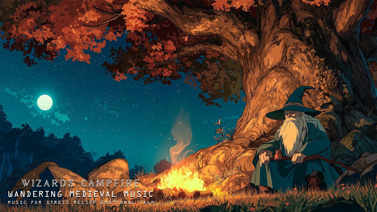 Wandering Wizard’s Campfire | Medieval Music for Stress Relief ...