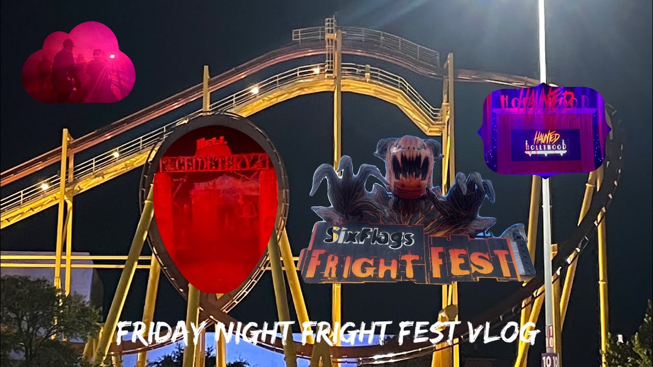 Six Flags Fiesta Texas Friday Evening Fright Fest Fun - YouTube