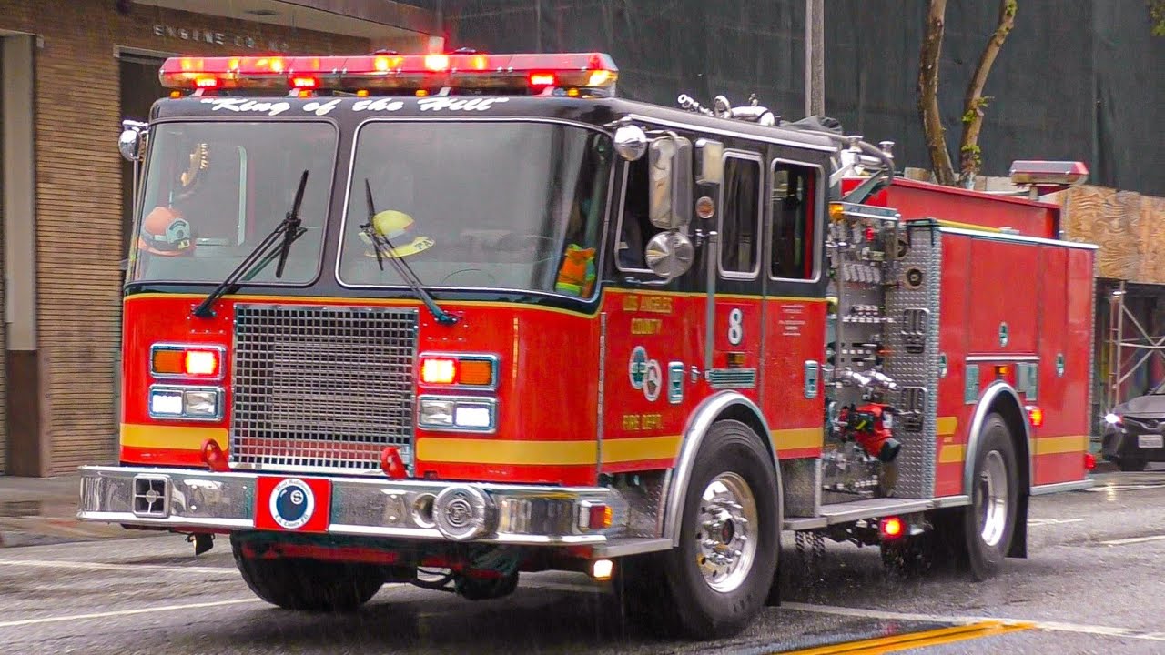 LACoFD Engine 8 & Squad 8 Responding - YouTube