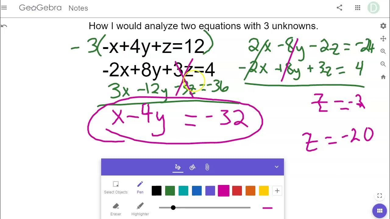 How to intelligently analyze two equations and 3 unknowns 3D - YouTube