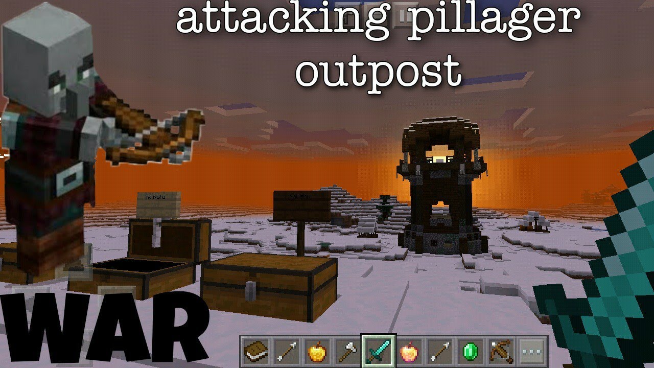 Attacking pillager outpost survival in Minecraft - YouTube