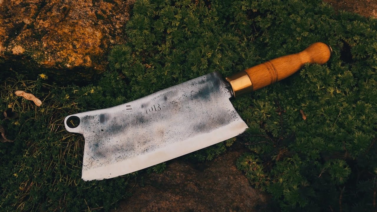 Knifemaking - restoring a butcher cleaver - YouTube