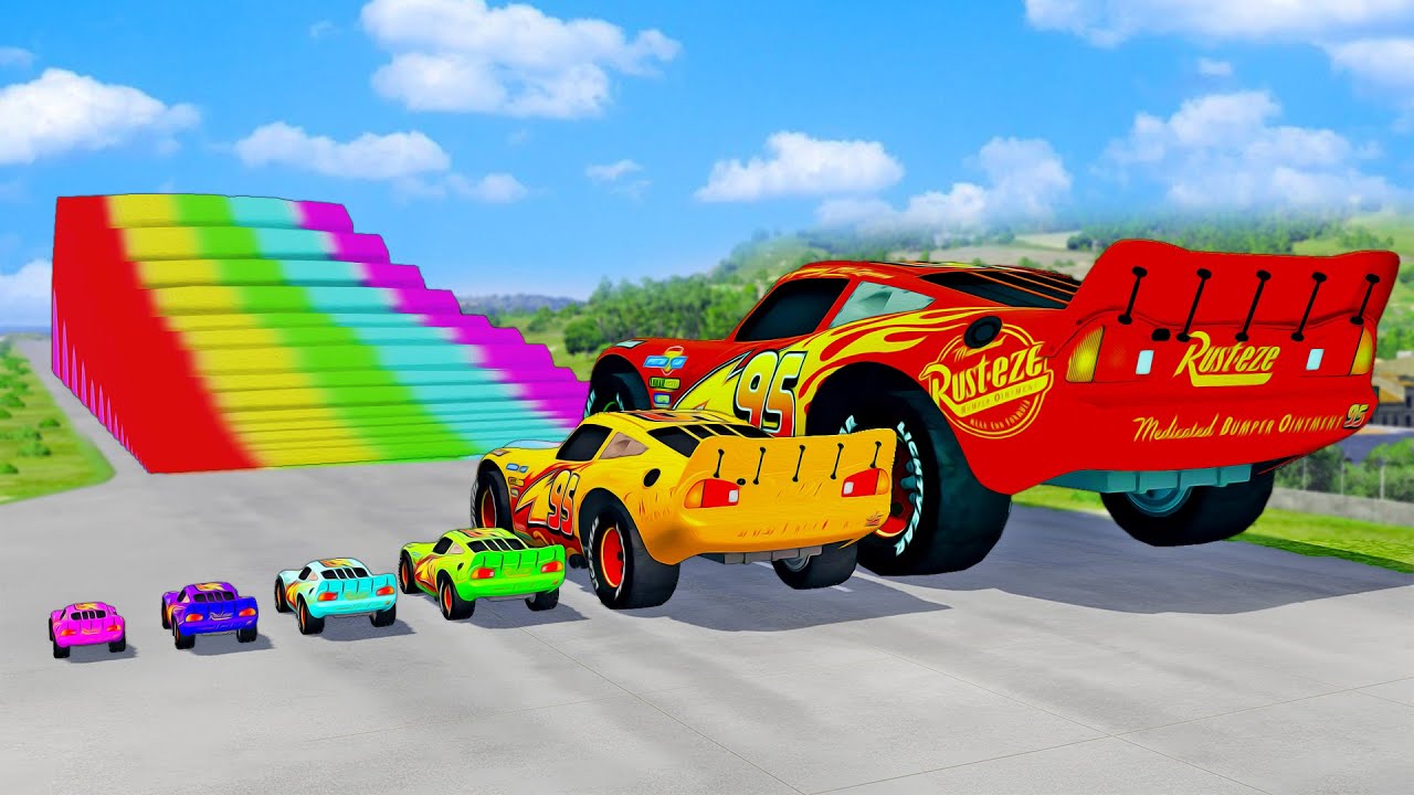 Big & Small Pixar Rainbow Lightning McQueen vs Massive Rainbow Speed ...