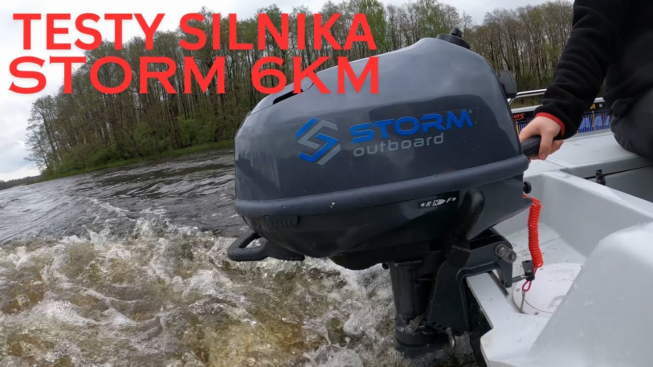 Test silnika Storm 6KM 4T z łódką 3,60m - YouTube