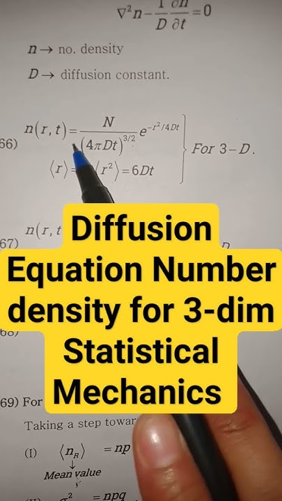 Diffusion Equation Number density for 3-dimension Statistical Mechanics #csirnet #physics - YouTube