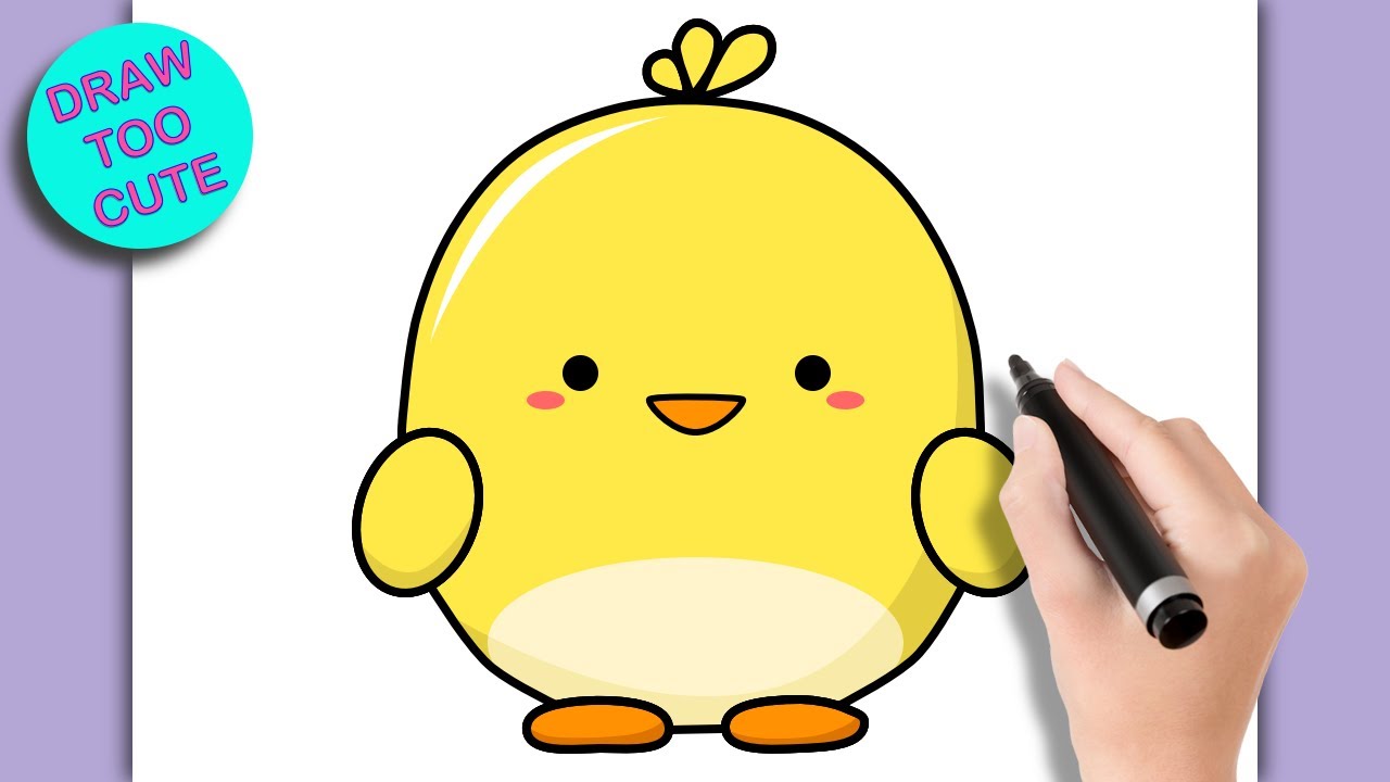 How to Draw a CUTE EASTER CHICK (Easy Step by Step Drawing) - YouTube