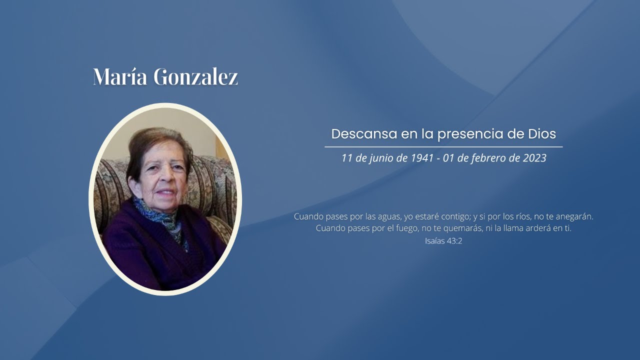Servicio especial en memoria de Hermana María González | Jueves 01 de ...