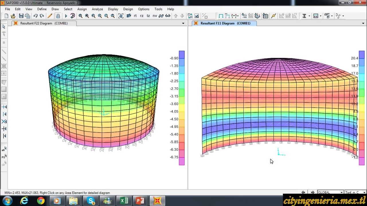 SAP2000 v15: Reservorio Apoyado (3/3) - YouTube