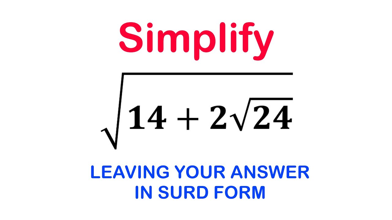 Trick To Simplifying SURDS EASY WAY TO PASS YOUR EXAM SHS ELECTIVE Trick To Simplifying SURDS EASY WAY TO PASS YOUR EXAM SHS ELECTIVE