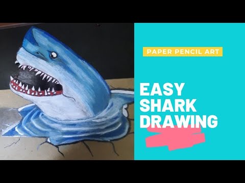 How to draw 3D shark step by step - YouTube