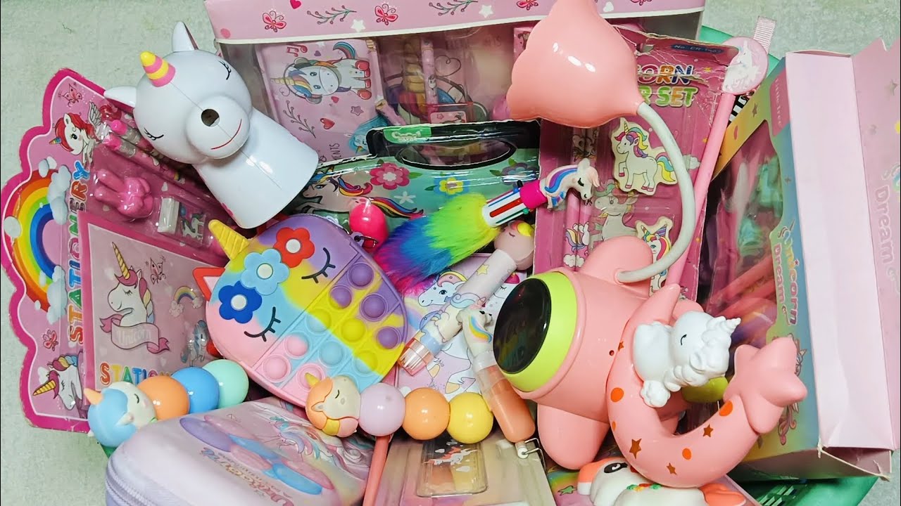 Pink colour unicorn stationery collection, unicorn pencil box, unicorn ...