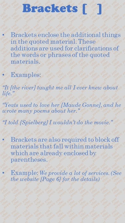 Brackets (English Grammar) - YouTube