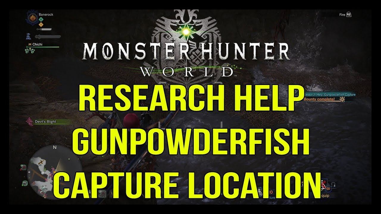 Monster Hunter World - Research Help: Gunpowderfish Capture - YouTube