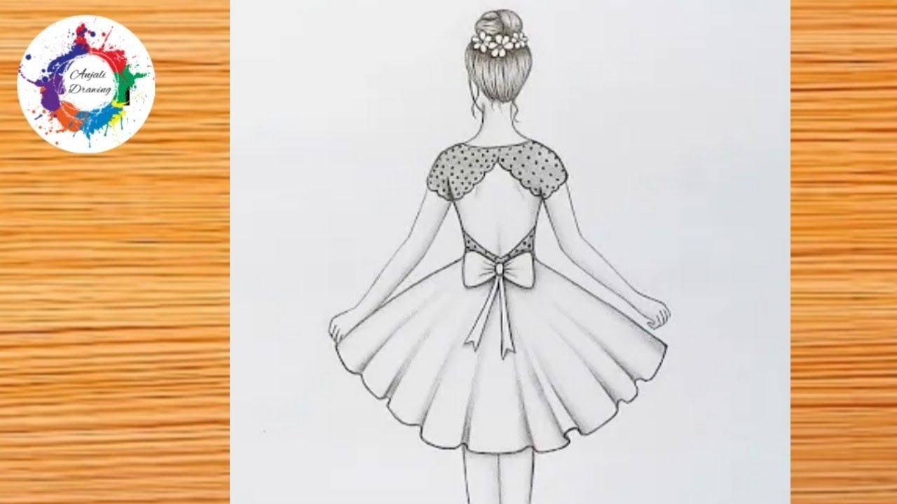 how to draw a girl drawing backside pancil sketch drawing || girl ...