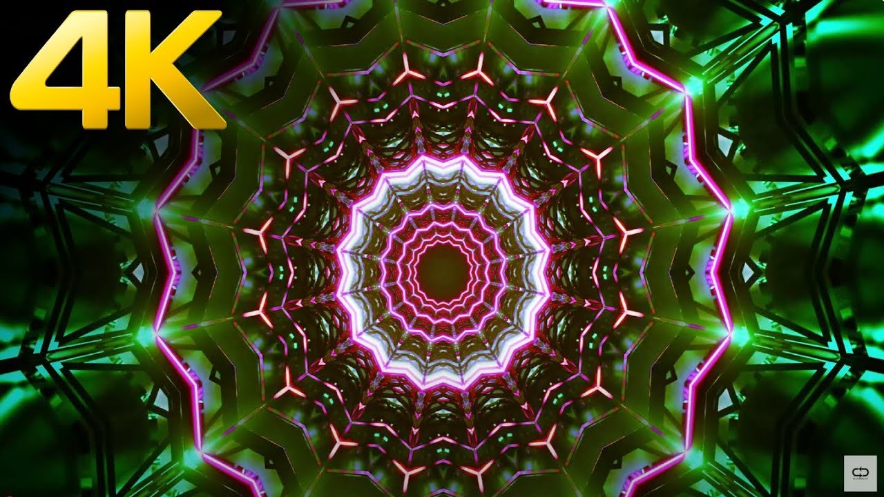 4k TV Abstract Kaleidoscope Neon light Sci-Fi Multi Color Relaxing ...
