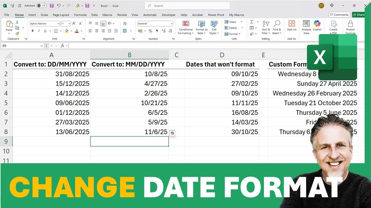 How to Change Excel Date Format - including Dates that Won't Format ...