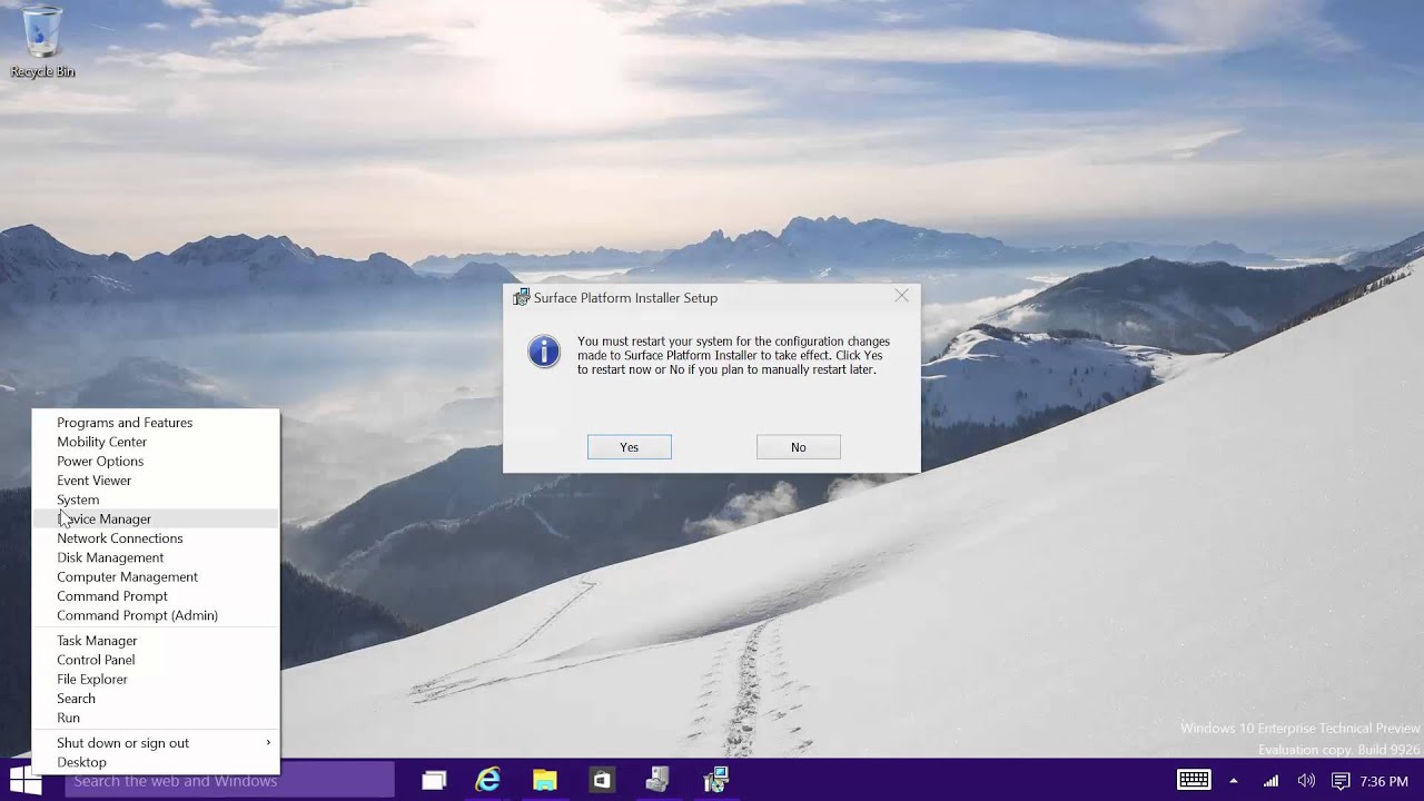 Windows 10 Technical Preview Build 9926 on Surface Pro 3, driver pack ...