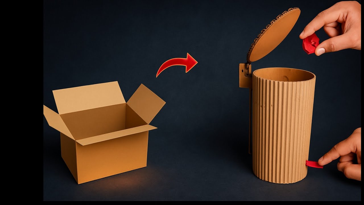 How to make Cardboard Dustbin | Mini dustbin - YouTube