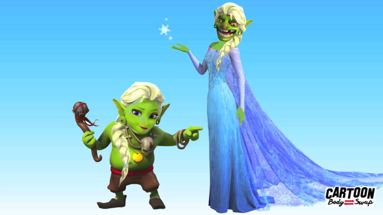 BODY SWAP! - Princess Elsa & Chubby Goblin switch bodies! - YouTube