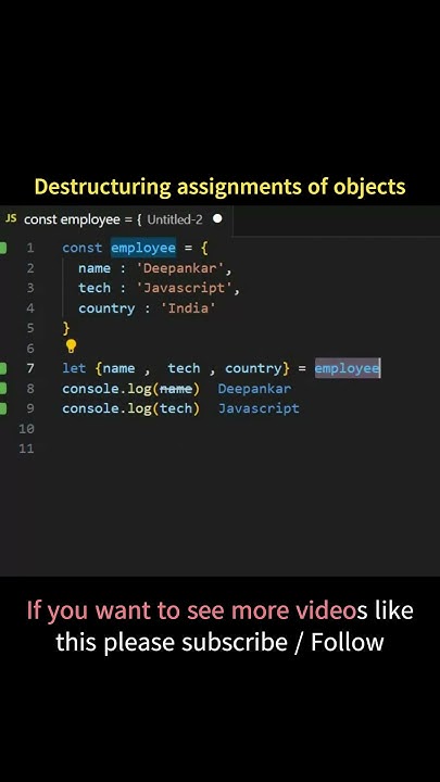 Benefit of Destructuring assignments of objects in Javascript #shorts #javascript #frontend ...