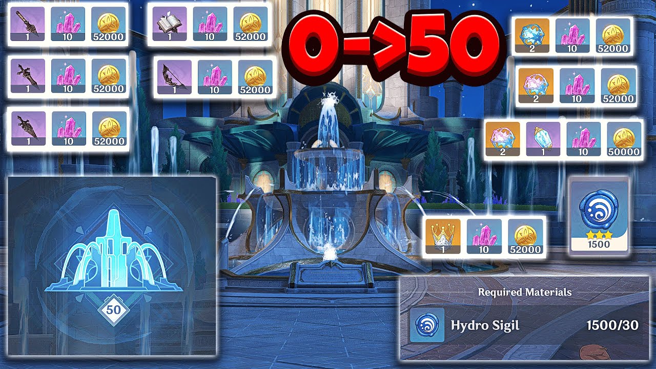 Level 0 To 50 Max Fountain of Lucine | Genshin Impact - YouTube