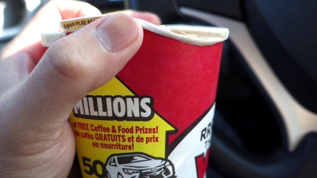 Beware of used Tim Horton's roll up the rim cups - YouTube