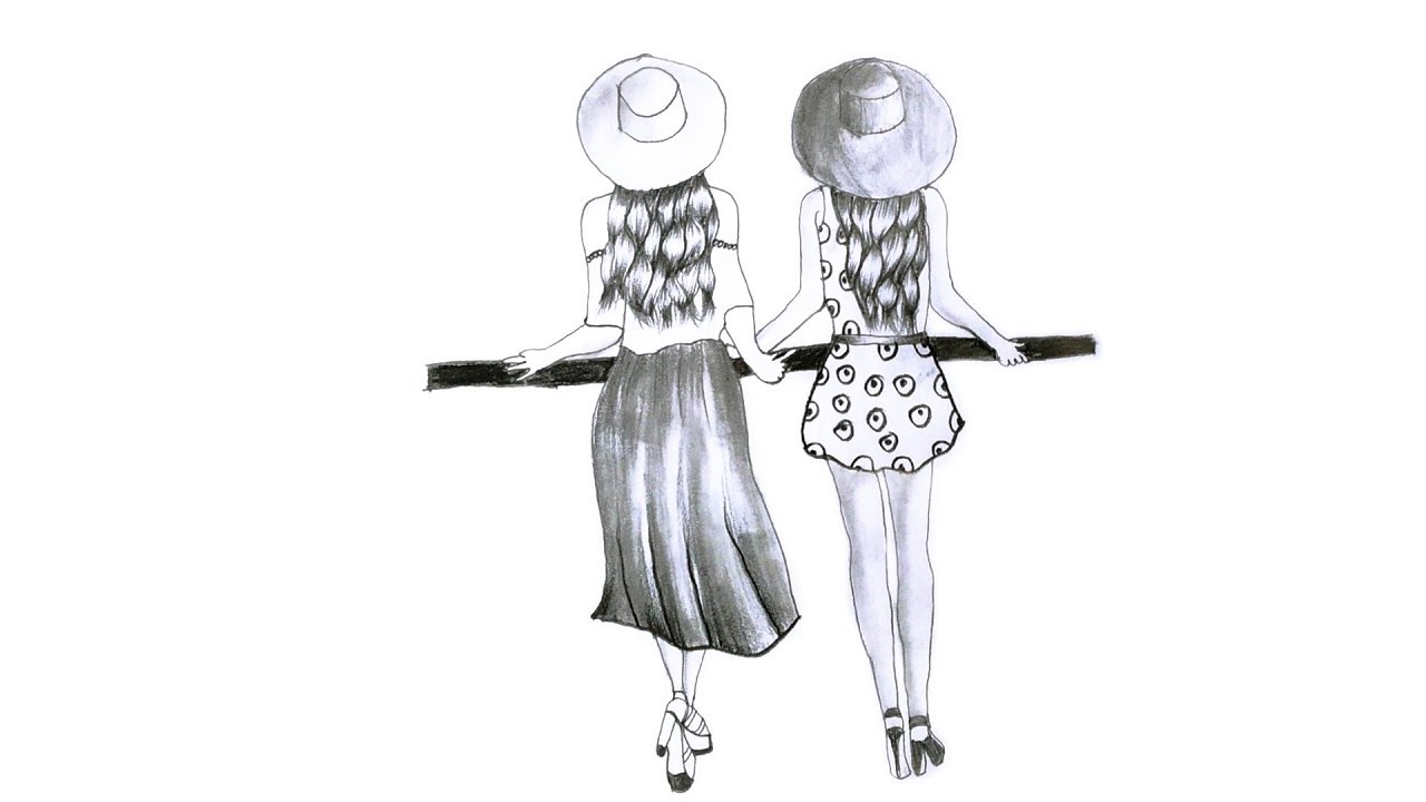 Two Best Friend Drawing With Back Side // Pencil Sketch // How To Draw ...