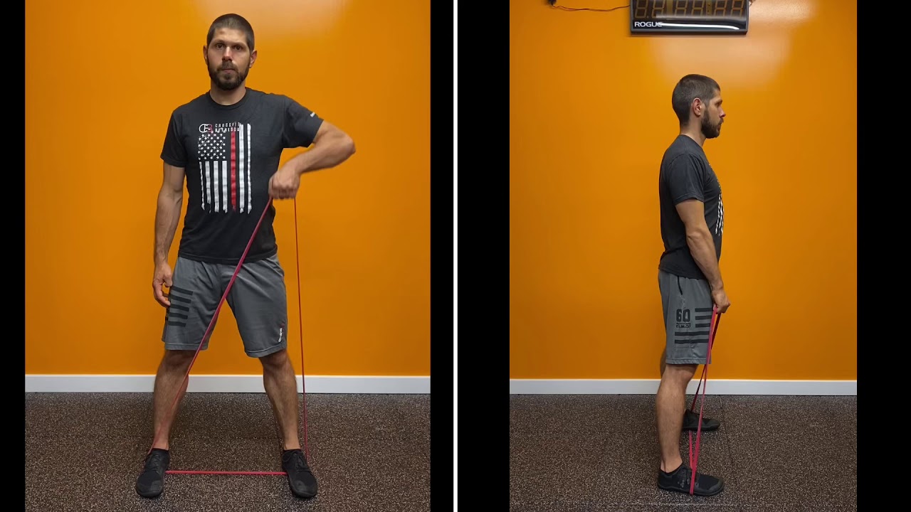 DEMO: Single arm resistance band upright row - YouTube
