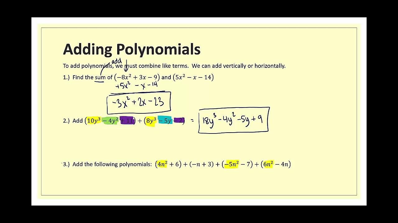 Adding and subtracting polynomial expressions - YouTube
