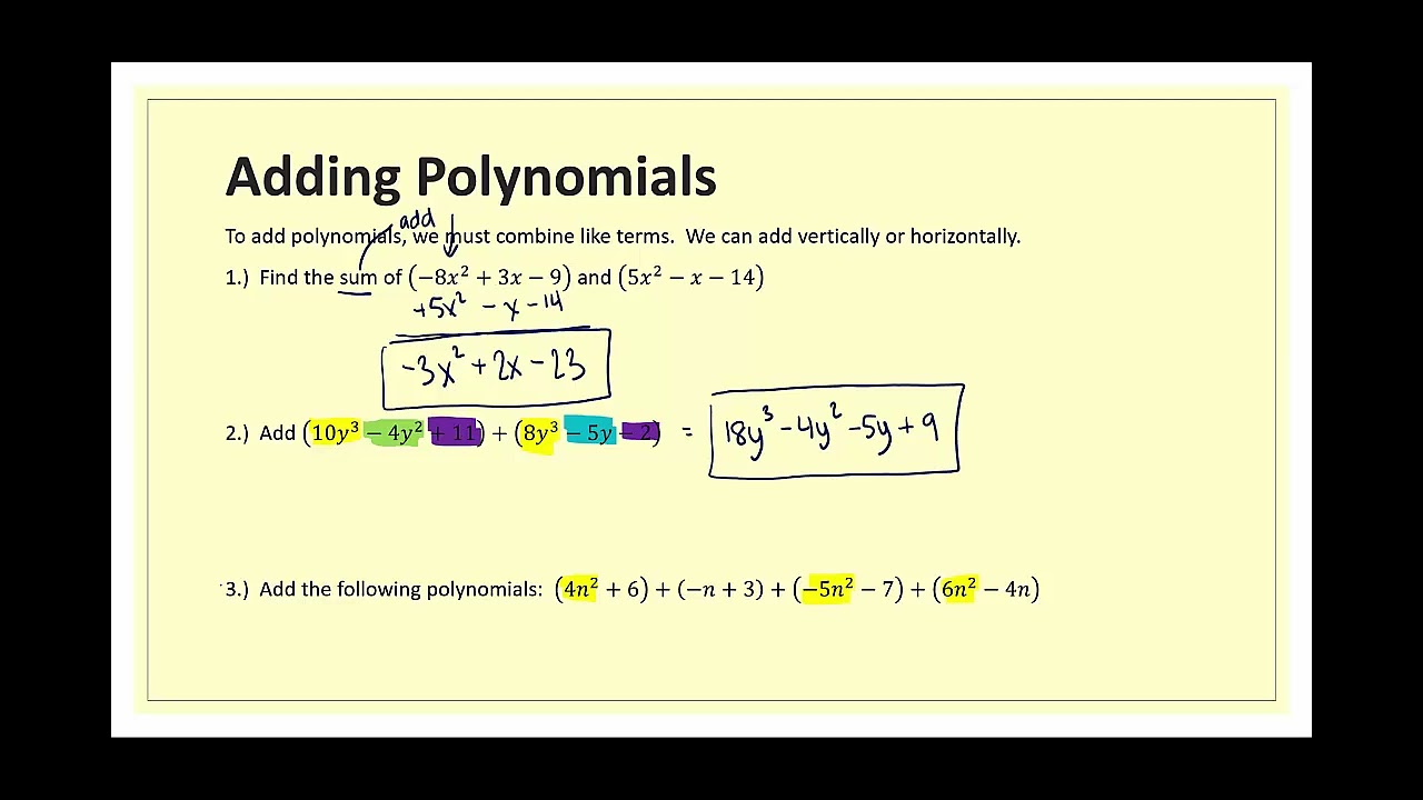 Adding And Subtracting Polynomial Expressions YouTube Adding And Subtracting Polynomial Expressions YouTube