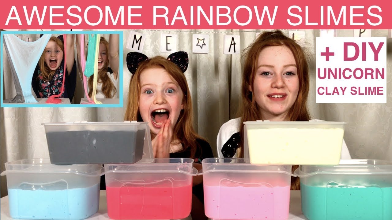 MAKING AWESOME RAINBOW SLIMES | DIY UNICORN CLAY SLIMES | SLIME ART ...