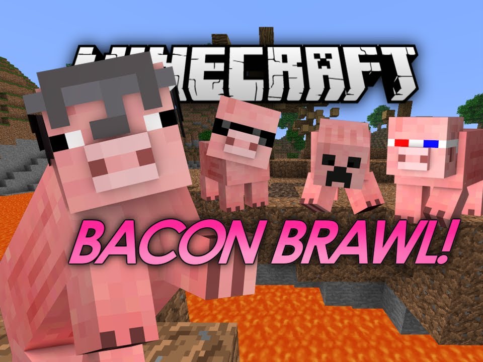 Minecraft Mini Game: Bacon Brawl! PIG SLAPPER! w/ SSundee, Preston ...