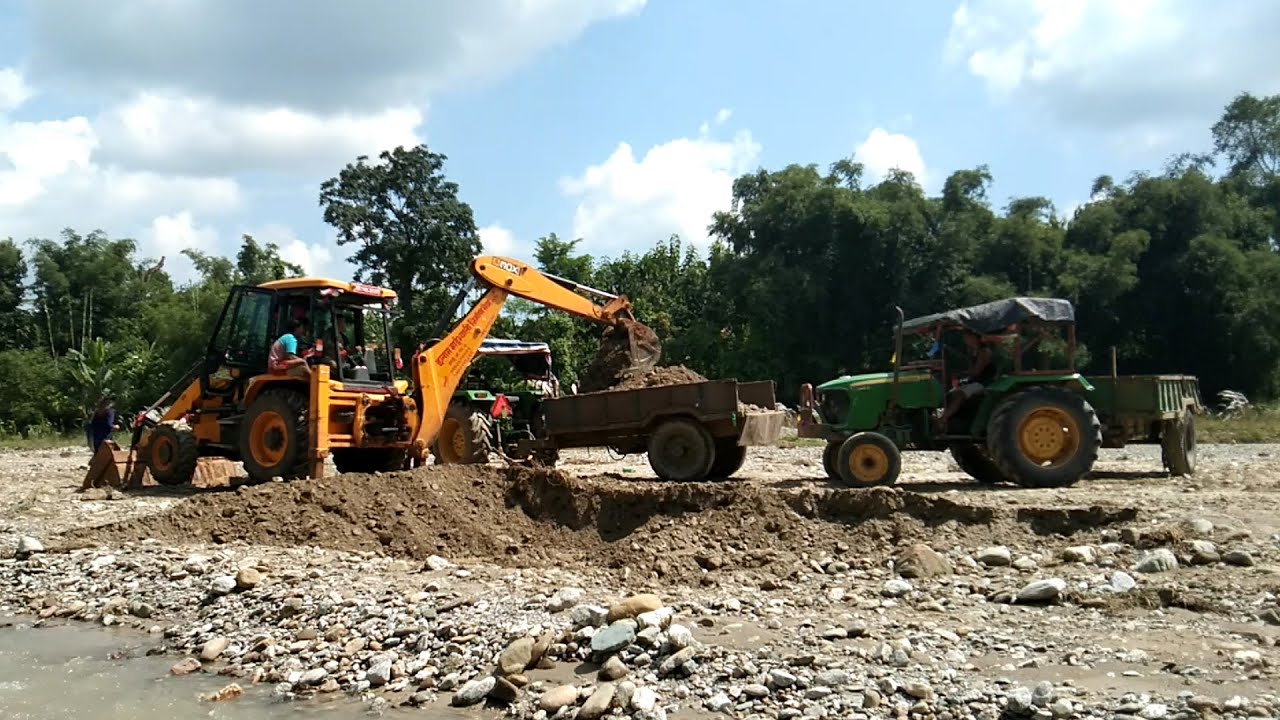 Loading Sand on Tractor for House Construction-JCB Working-Part 1 - YouTube
