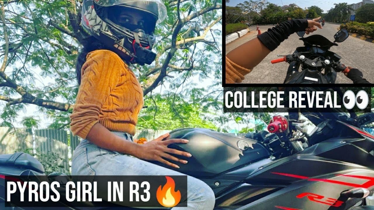 Pyros girl college reveal🎉| Yamaha R3 ride🔥| pyrosgirl ️| #pyrosquad ...