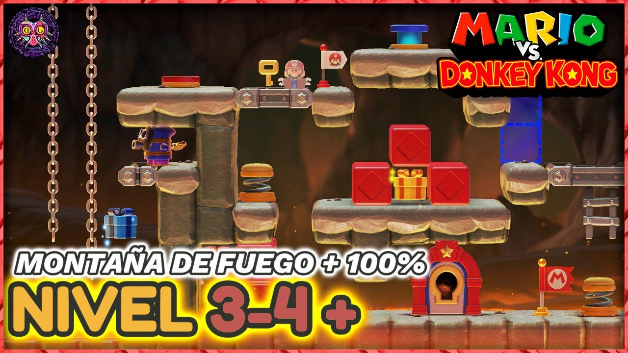 Mario Vs Donkey Kong | Nivel 3-4+ 100% | Montaña de Fuego+ | Walktrough ...