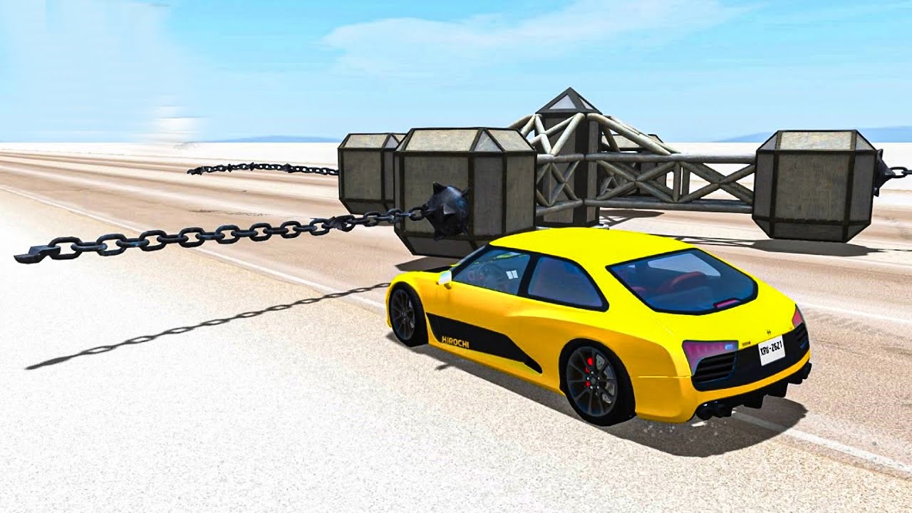 Cars Vs Large Spiner Beamng Drive - YouTube
