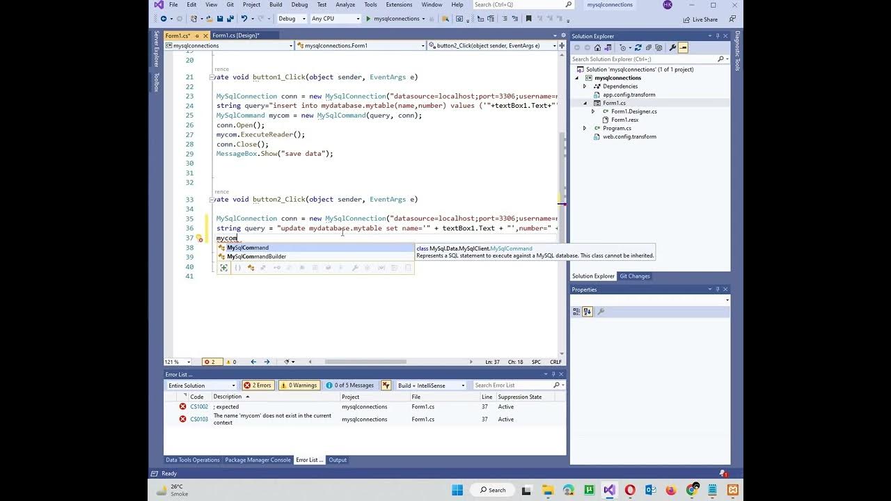 How to update data in mysql Data server using C# - YouTube