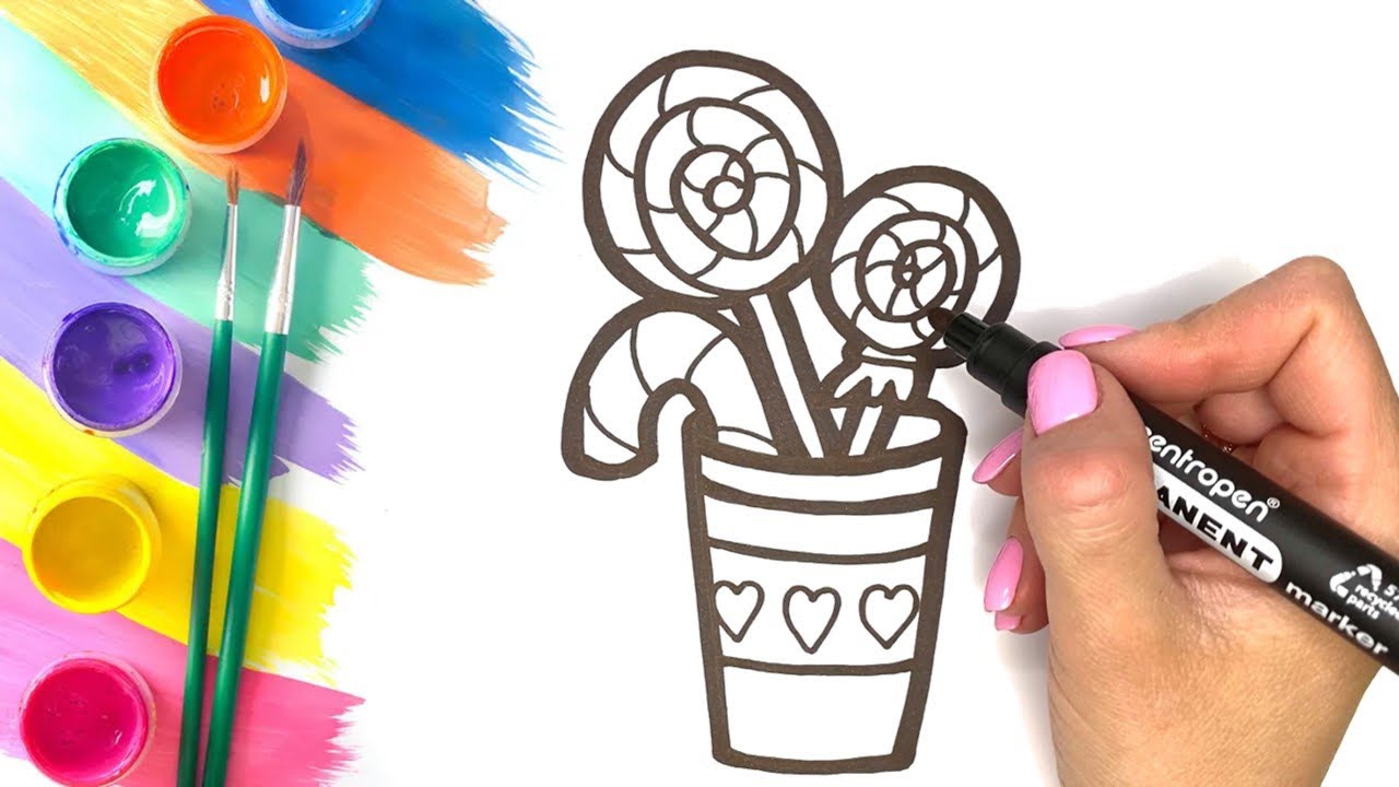 Drawing Coloring Sweets Candy / Menggambar Permen Mewarnai / Desenhar ...