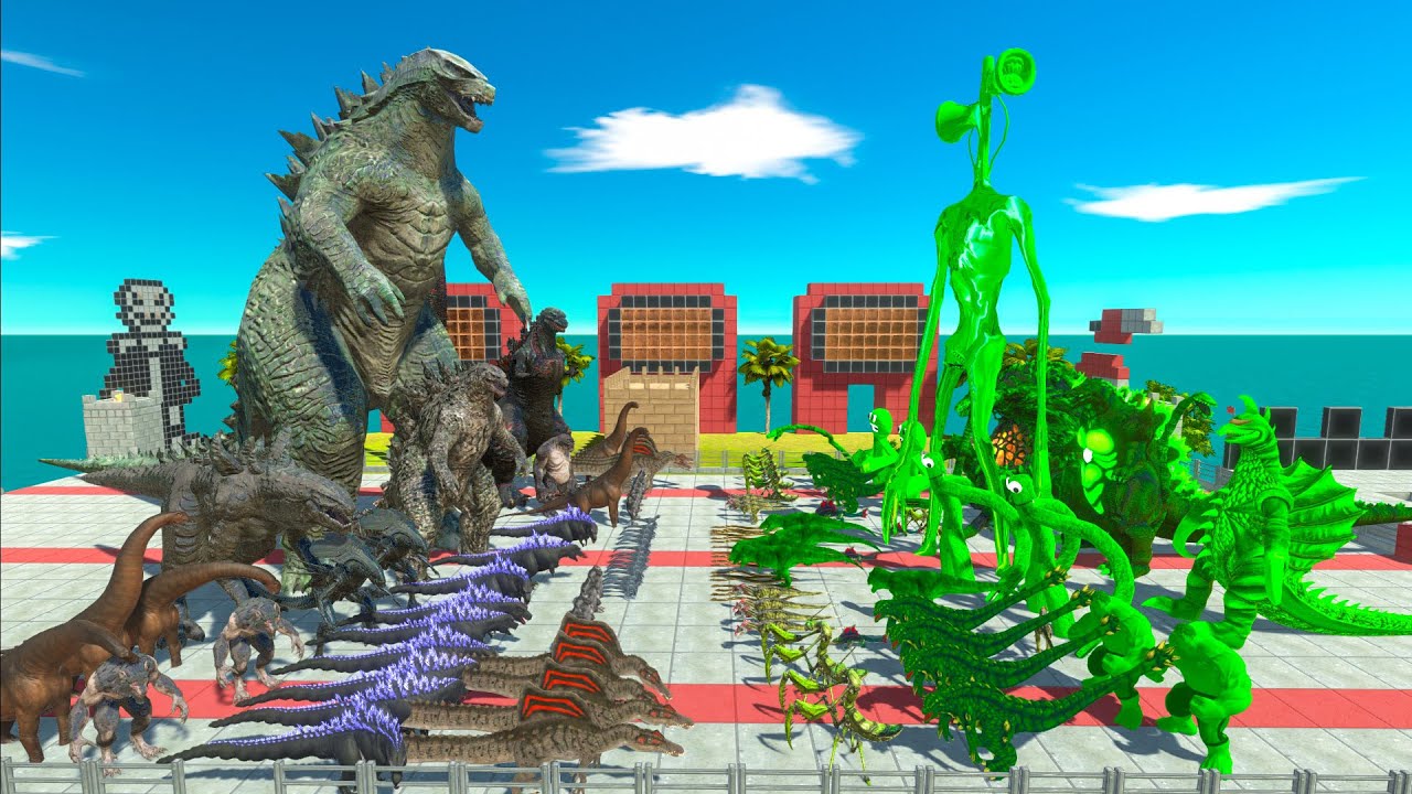 Dark Monster War - Team Dark Godzilla 2014 VS Team Green Siren Head ...