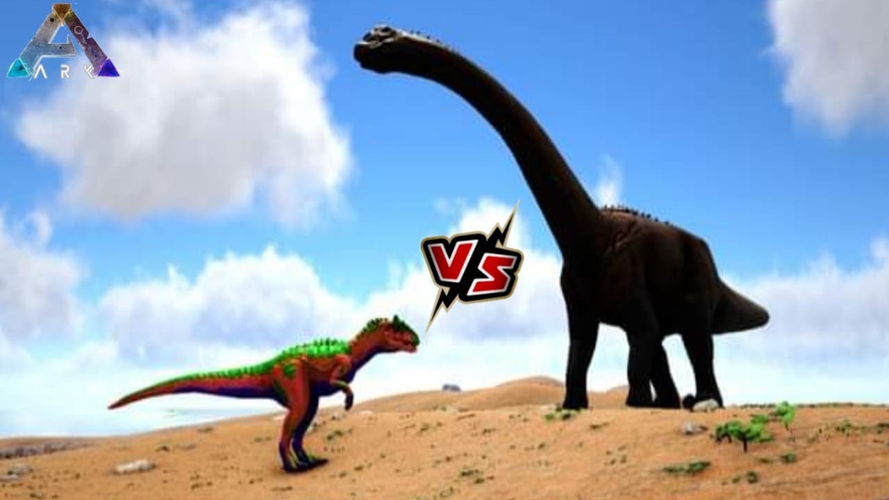 ARK-Allosaurus VS Brontosaurus - YouTube