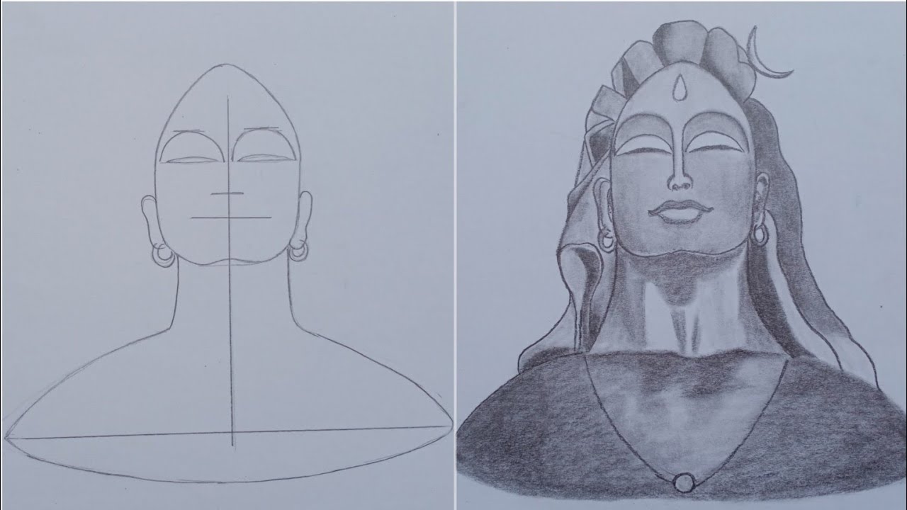 How To Draw Adiyogi Shiva Step By Step @chandrimaarts - YouTube