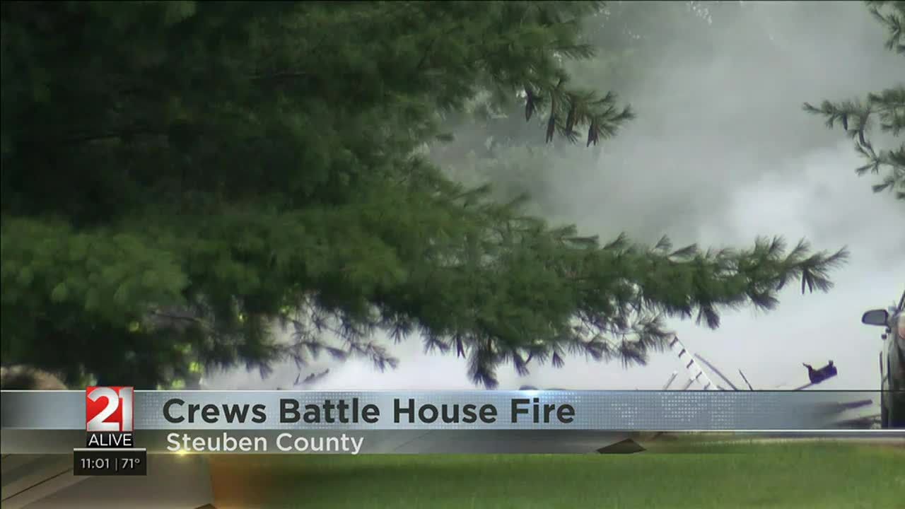 Multiple fire departments tending to house fire in Steuben County - YouTube