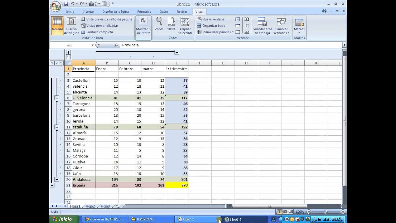 Esquemas y vistas en Excel - YouTube