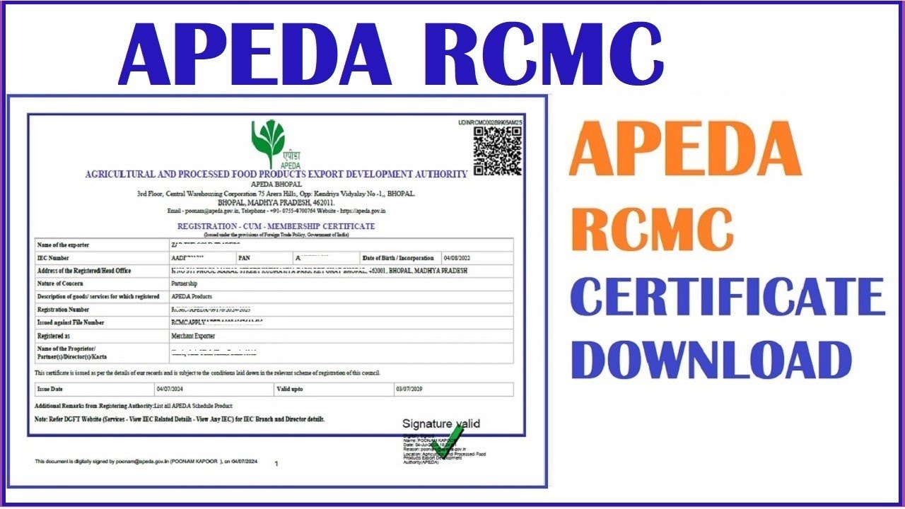 RCMC certificate for Export | Apeda RCMC certificate download |{ Apeda ...