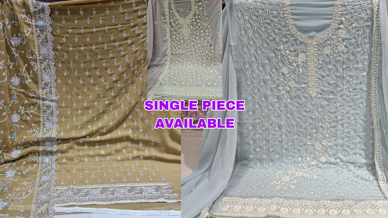 bridal wear dress material Jorjet french crape with heavy work - YouTube