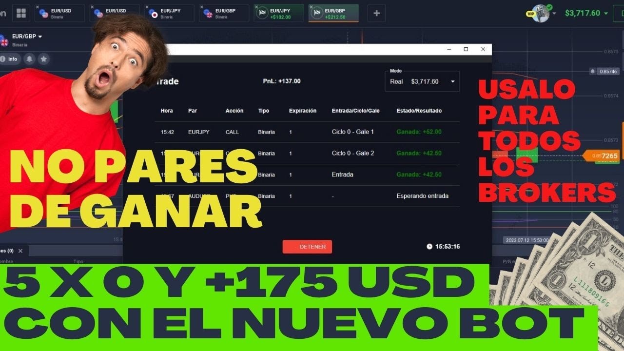 EL MEJOR BOT DE IQOPTION OPERANDO EN AUTOMÁTICO 5 A 0 Y GANANDO 175 USD ...