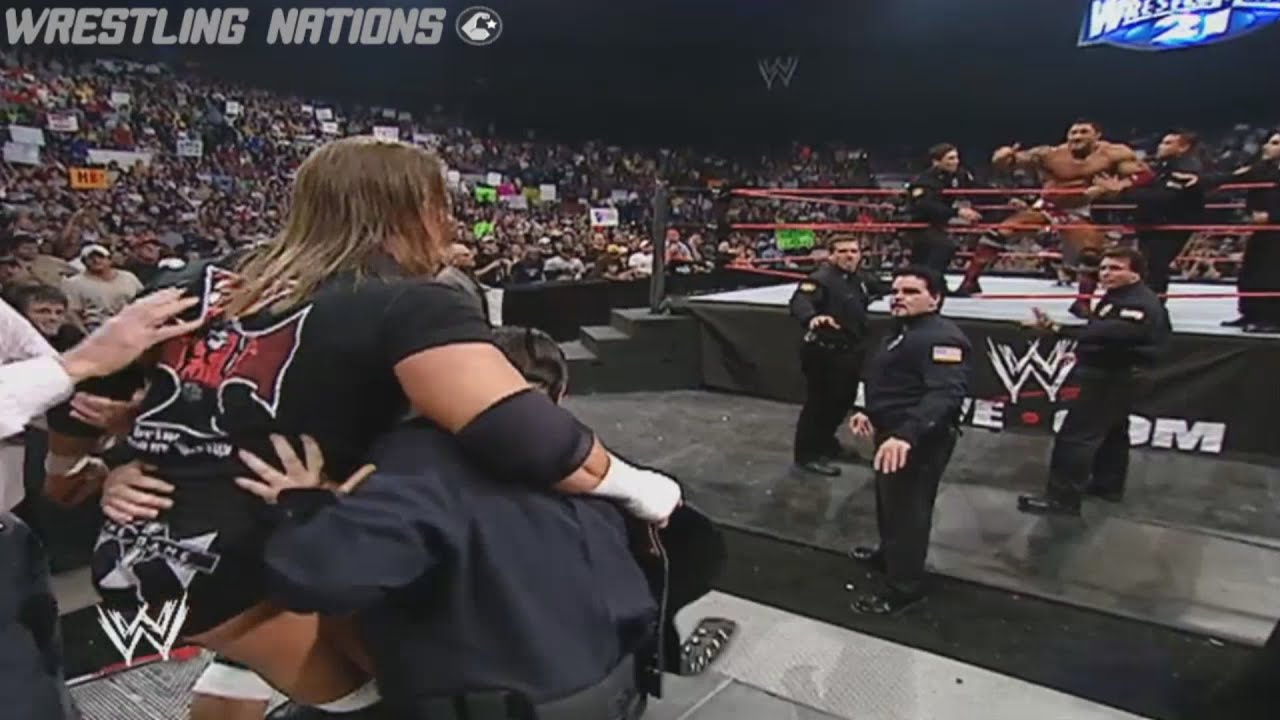 Batista and Triple H Fight Before WM 21 Goes Hollywood - YouTube