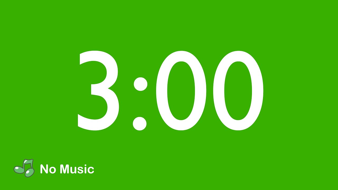 3 Minute Countdown - No Music with Simple Beeps - Green Screen - YouTube