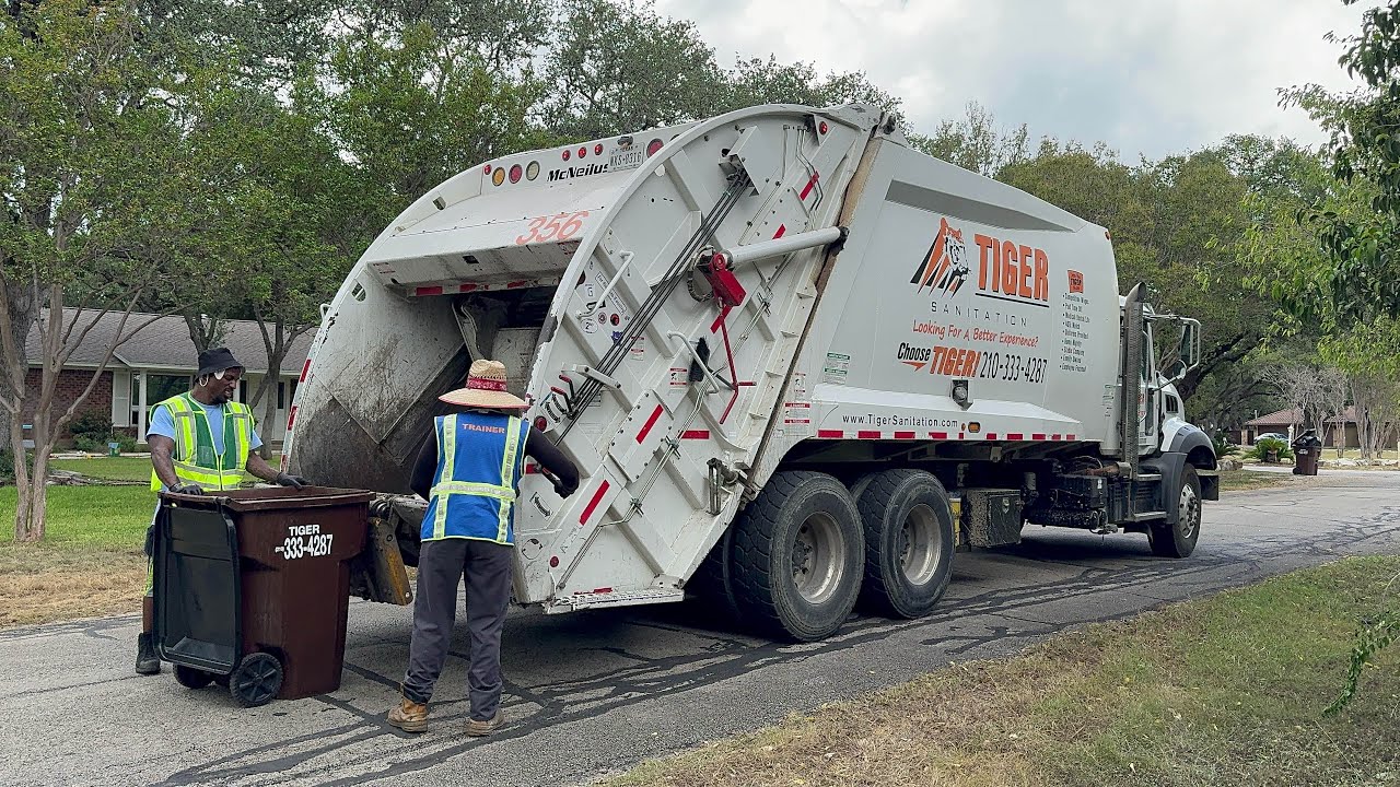 Tiger Sanitation: Mack Granite McNeilus Rear Loader Garbage Truck - YouTube