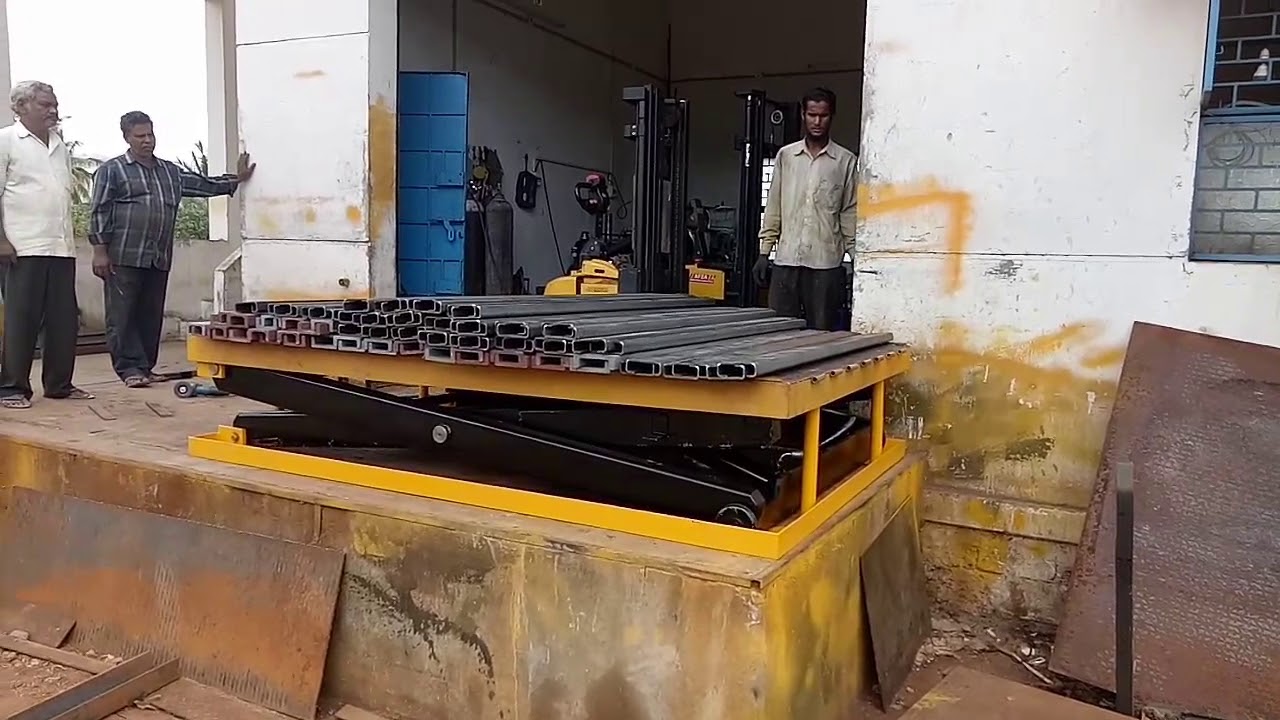 Scissor lift table load testing at our works - YouTube